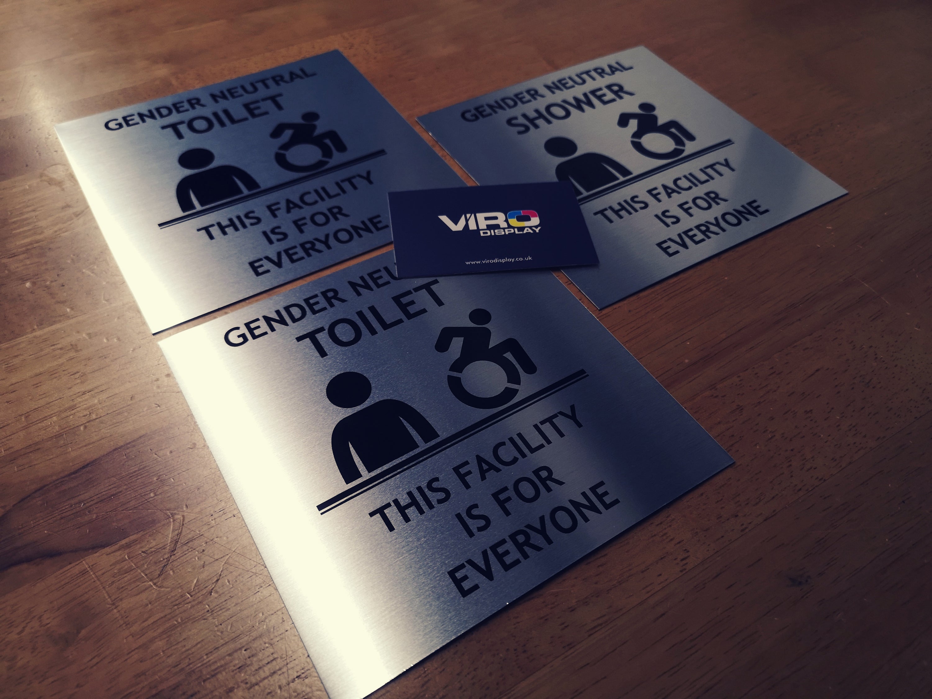 Gender Neutral Toilet Signs with Custom Wording – Viro Display