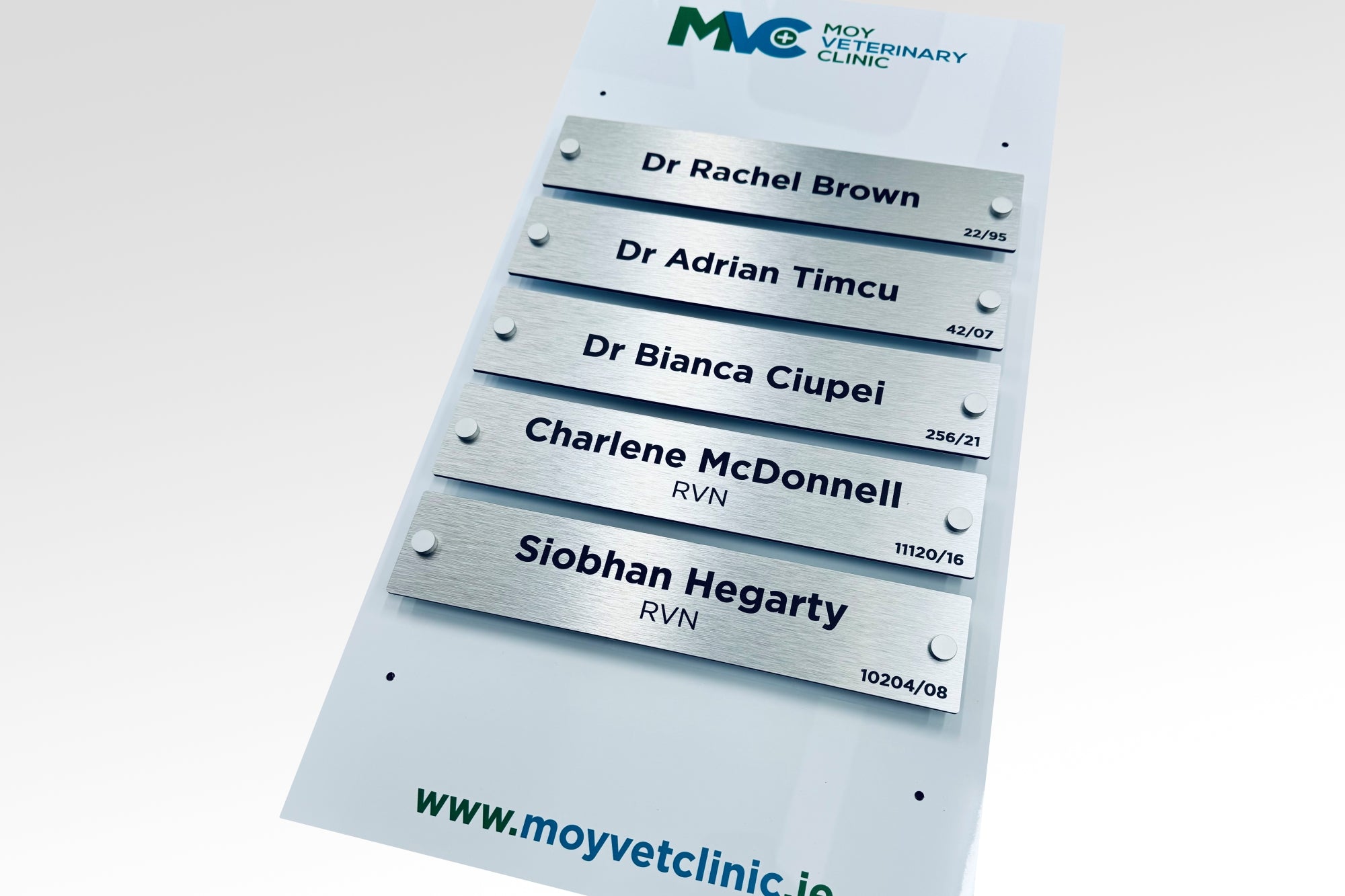 Staff Name Board for Moy Veterinary Clinic in Co. Mayo, Ireland | Viro ...