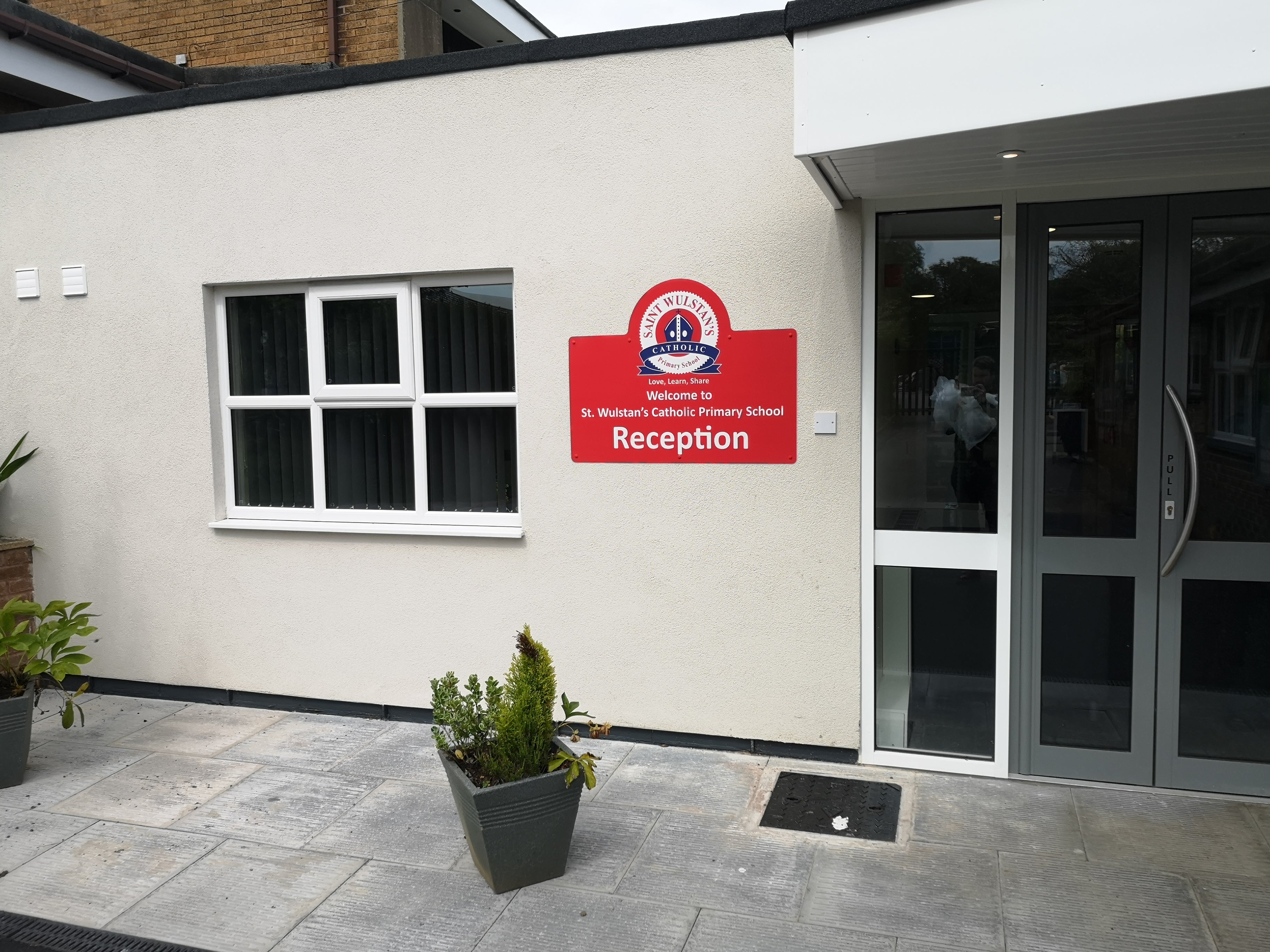 Entrance Reception sign for St Wulstan's Catholic Primary School – Viro ...
