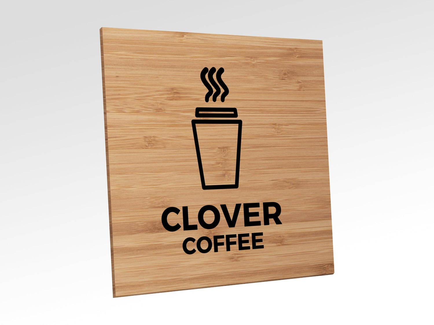 Bamboo Sign for Coffee Shop, Clover Coffee – Viro Display