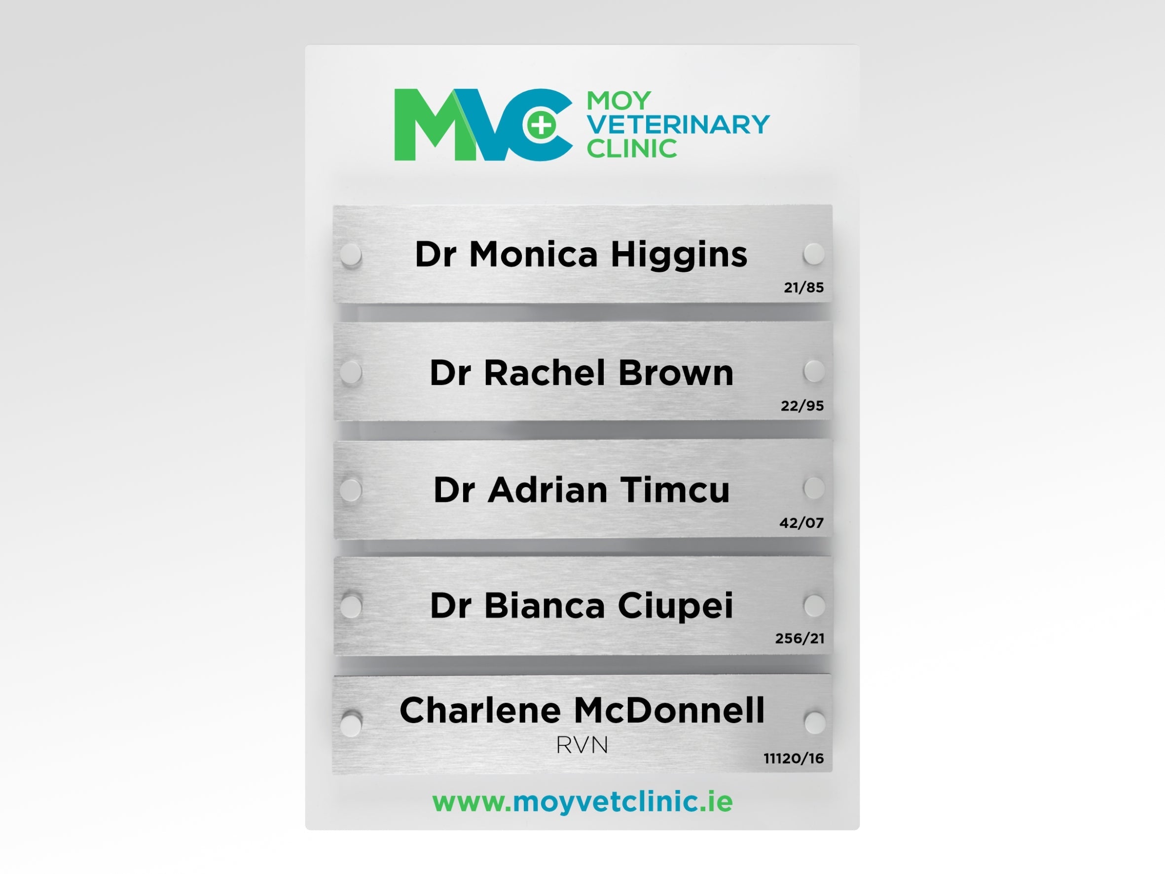 Staff Name Board for Moy Veterinary Clinic – Viro Display