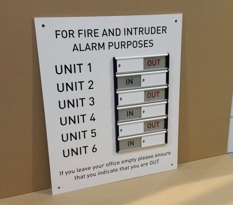 IN/OUT Safety Board for Means Renewal Ltd | Viro Display UK