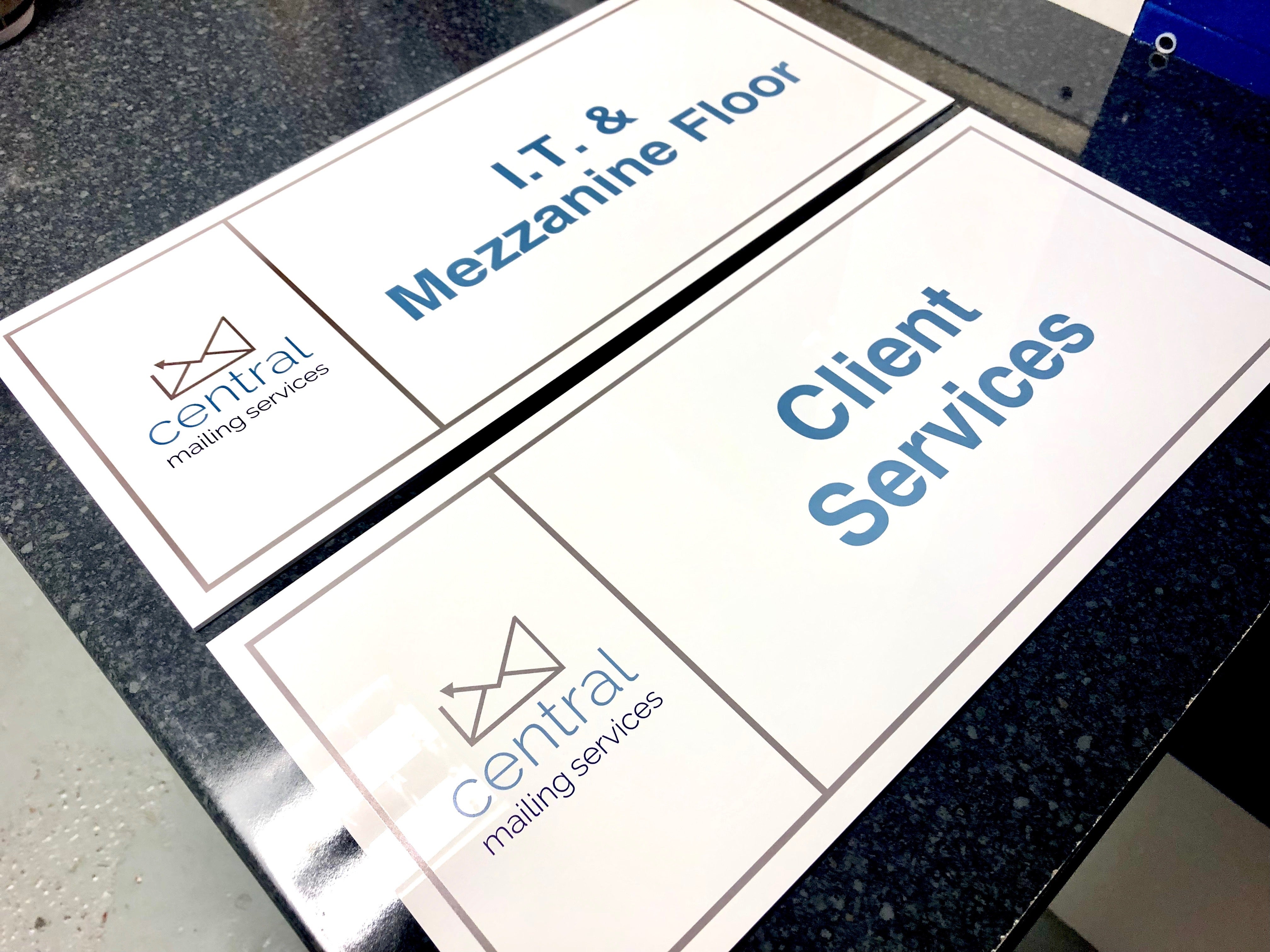 Acrylic Door Signs printed for the Central Mailing Service | Viro Display