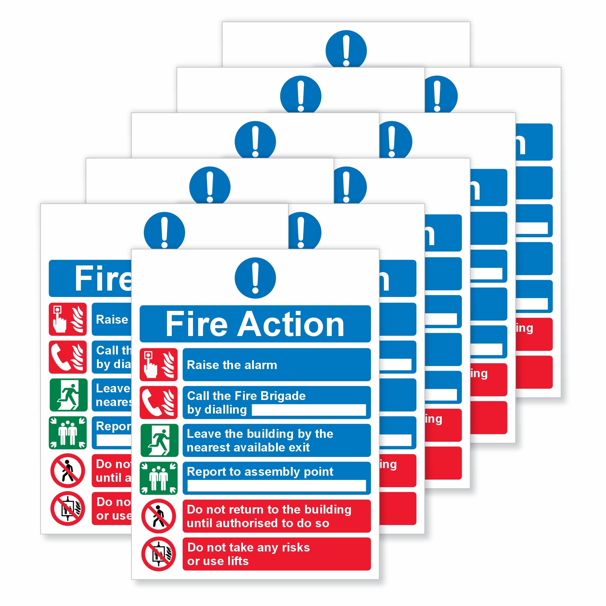 Fire Action 6 Step Self-Adhesive Vinyl Signs | Viro Display UK