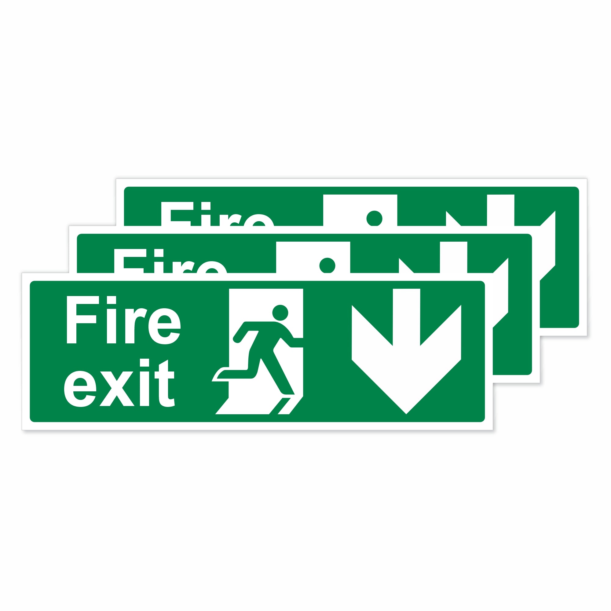 Fire Exit Down Arrow Self-Adhesive Vinyl Signs | Viro Display UK