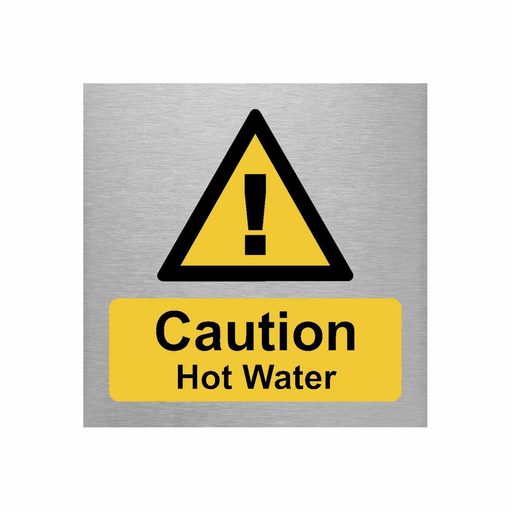 Slimline Aluminium Caution Hot Water Sign | Viro Display UK
